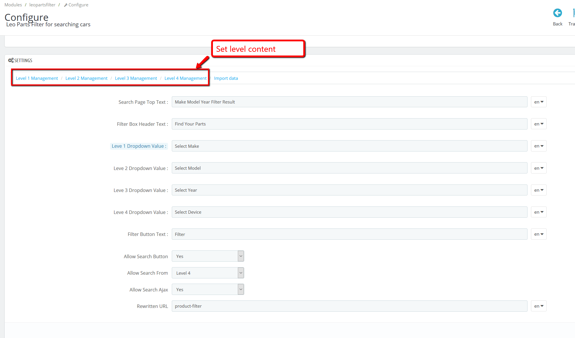 Leo Parts Filter - Userguide